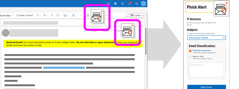 Introducing the Phish Alert Button - IT Services | Trinity College Dublin